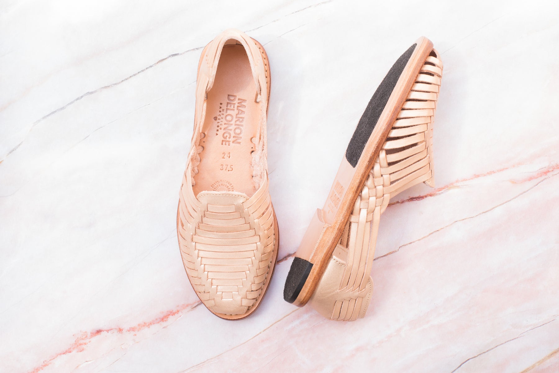 Huaraches Mexicanos Sandalias de Piel - Marion DeLonge - María Natural Gold