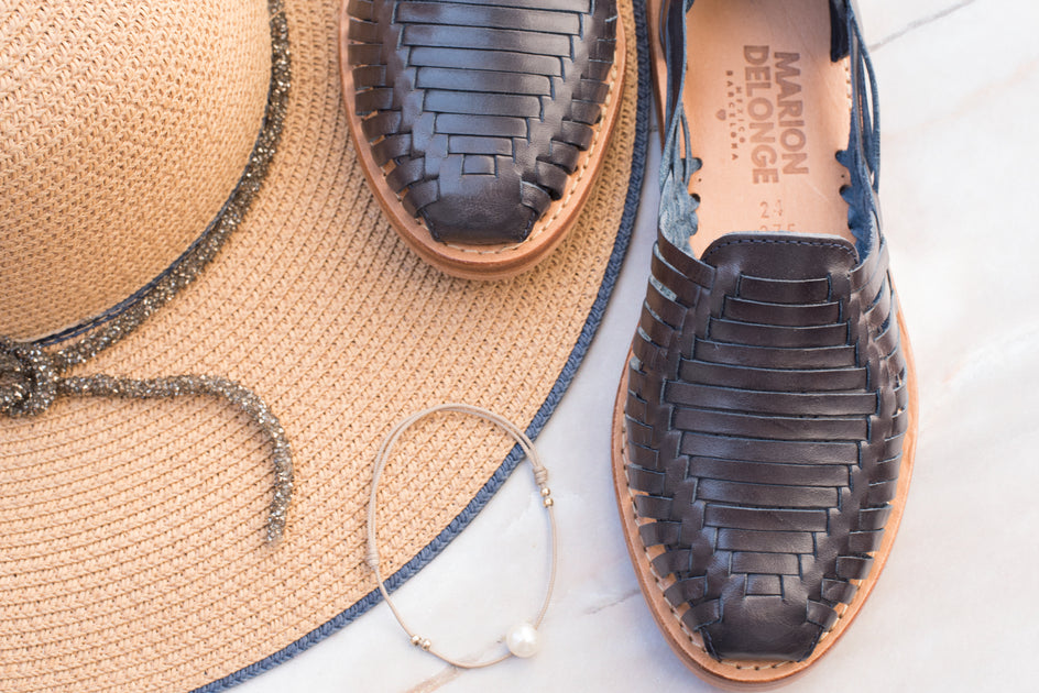 Huaraches Mexicanos Sandalias de Piel - María Azul Marino - Marion DeLonge
