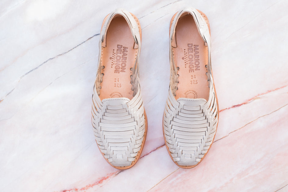 Huaraches Mexicanos Sandalias de Piel - Marion DeLonge - María Silver Matte